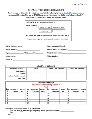 Fillable Online SHIPMENT CONTROL FORM (SCF) Fax Email Print - pdfFiller