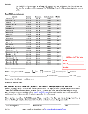 Fillable Online Schedule of Fees and Payment Form - Triangle MLS Fax ...