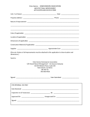 Fillable Online VS HOA Architectural Improvement Application and Review ...