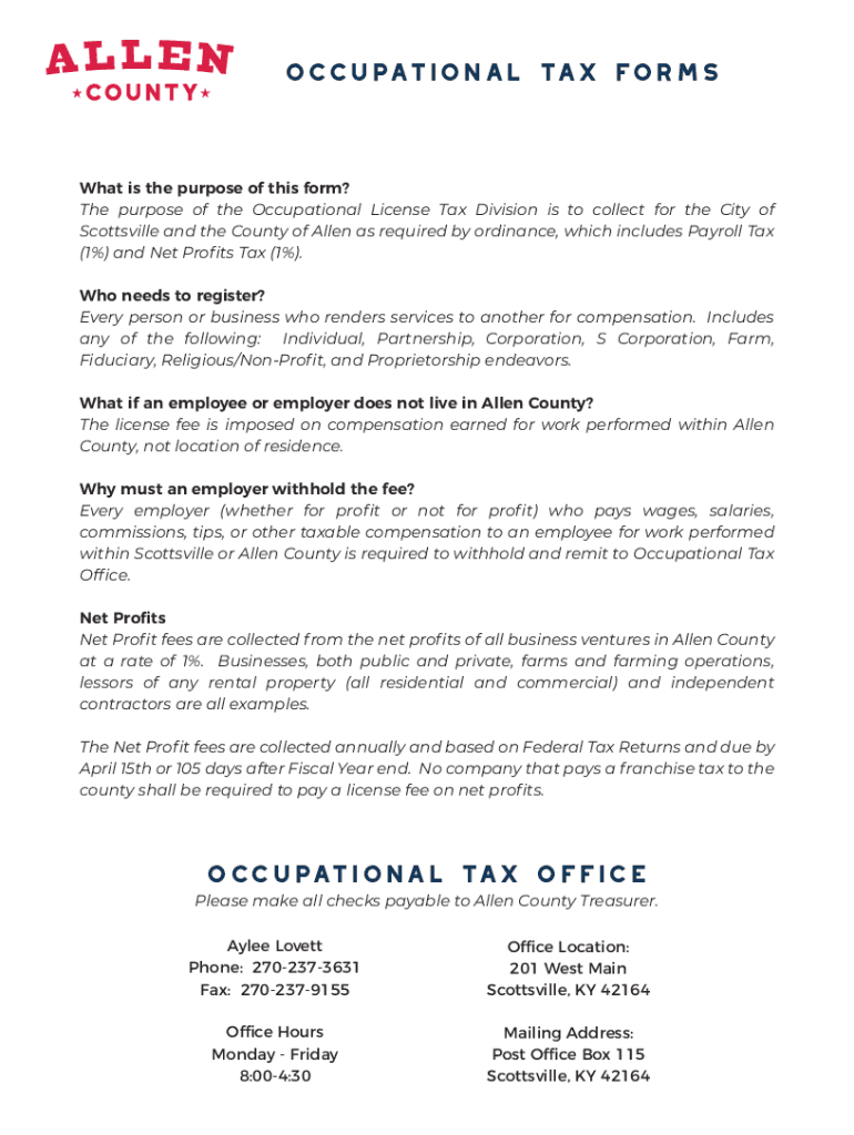 Fillable Online Occupational License Quarterly Payroll Tax Return Form ...