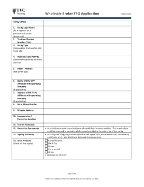 Fillable Online TVC - TPO Application Form - 20201125 (Wholesale Broker ...