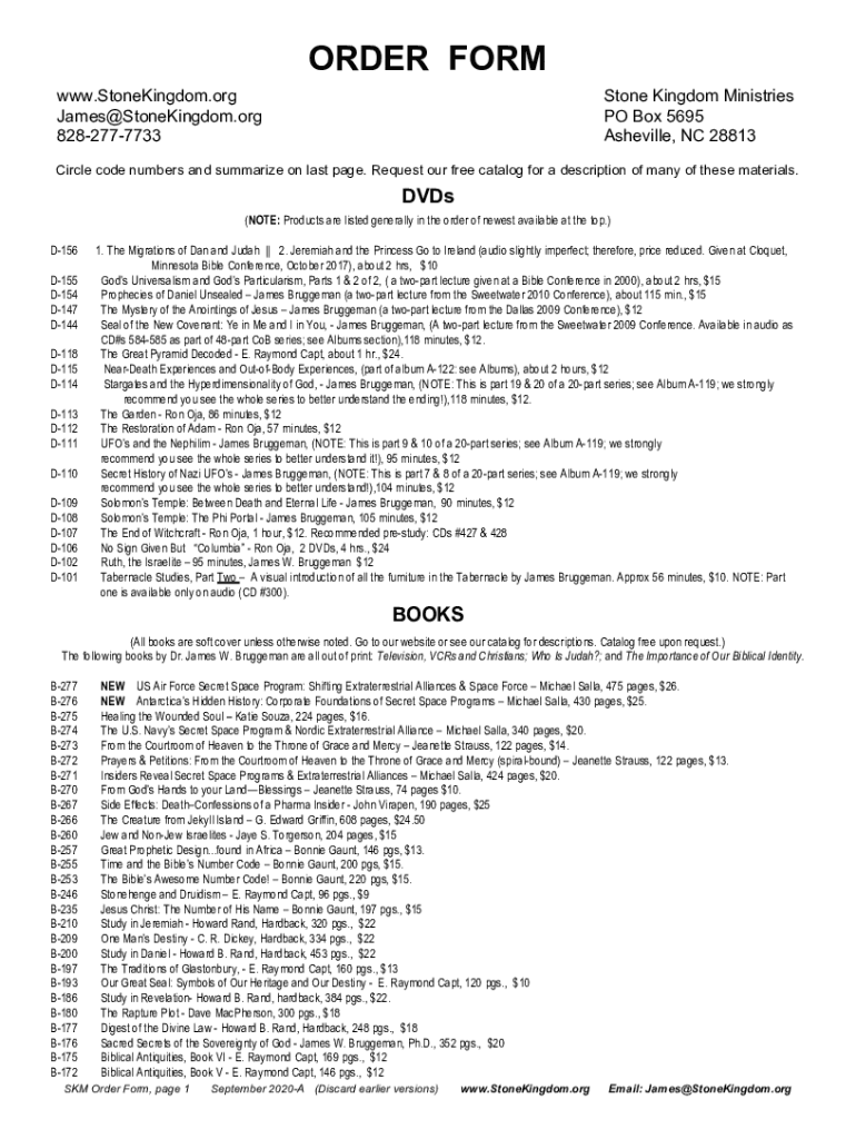 Fillable Online Master Order Form Sept-9-20a Fax Email Print - pdfFiller