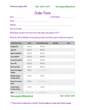 Fillable Online Pie order form 2 Fax Email Print - pdfFiller