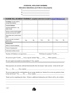 Fillable Online POTENTIAL APPLICANT SHOWING Fax Email Print - pdfFiller