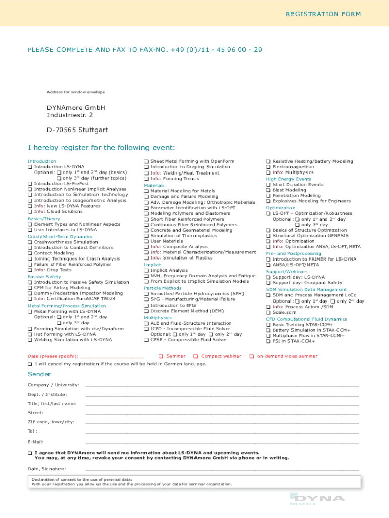 Fillable Online Flyers LS-DYNA and services from DYNAmore Website Fax Email Print - pdfFiller