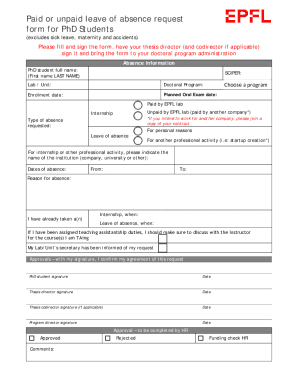 Fillable Online Absence request form - EPFL Fax Email Print - pdfFiller