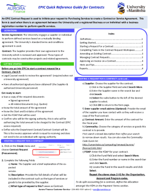Fillable Online EPIC Quick Reference Guide for Contracts - University ...