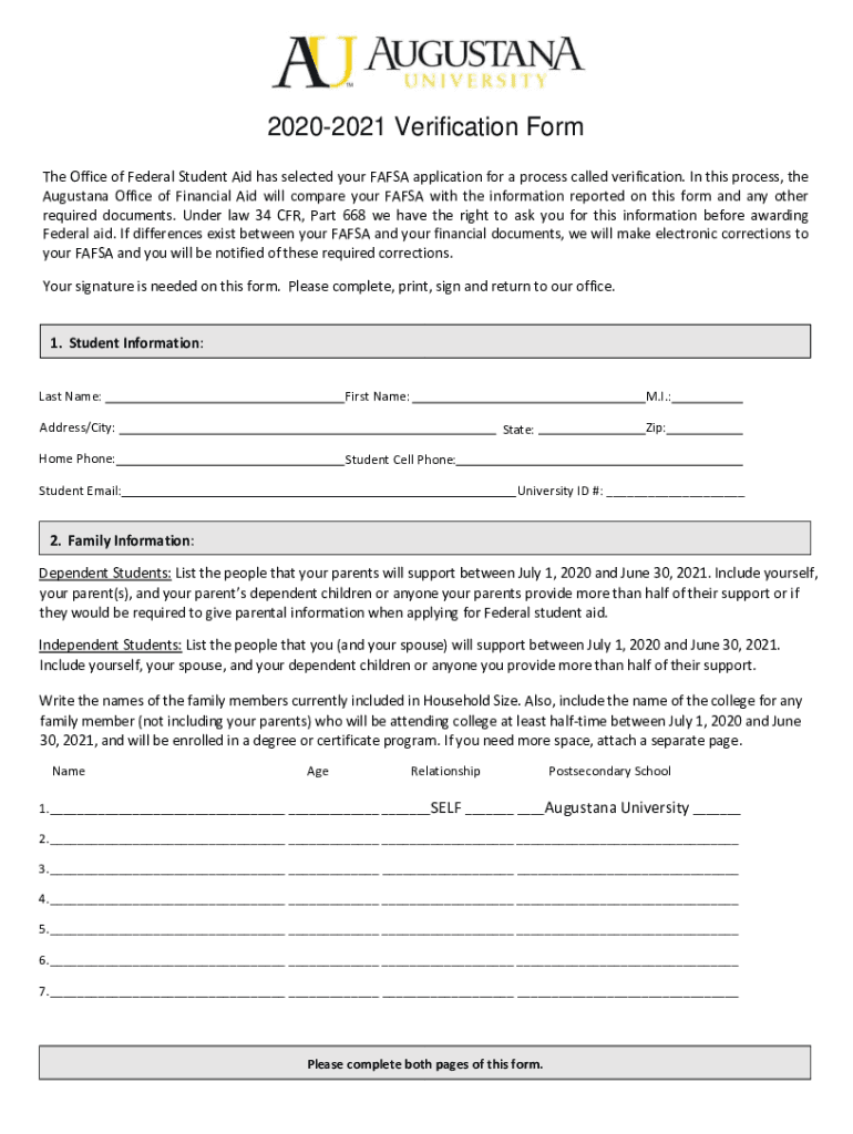 Fillable Online Why Was I Selected for FAFSA Verification?Verification ...