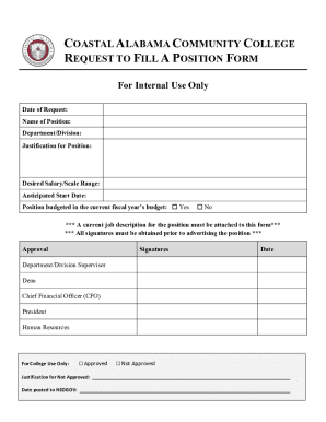 Fillable Online Blank Internal Request to Fill a Position Form.Revised ...