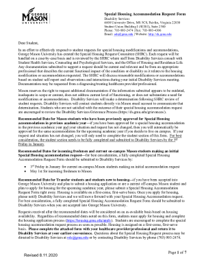 Fillable Online ds gmu Special Housing Request Form - Disability ...