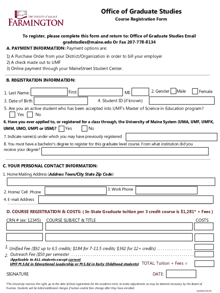 Fillable Online UMF GRADUATE EDUCATION CERTIFICATE POLICIES AND ...