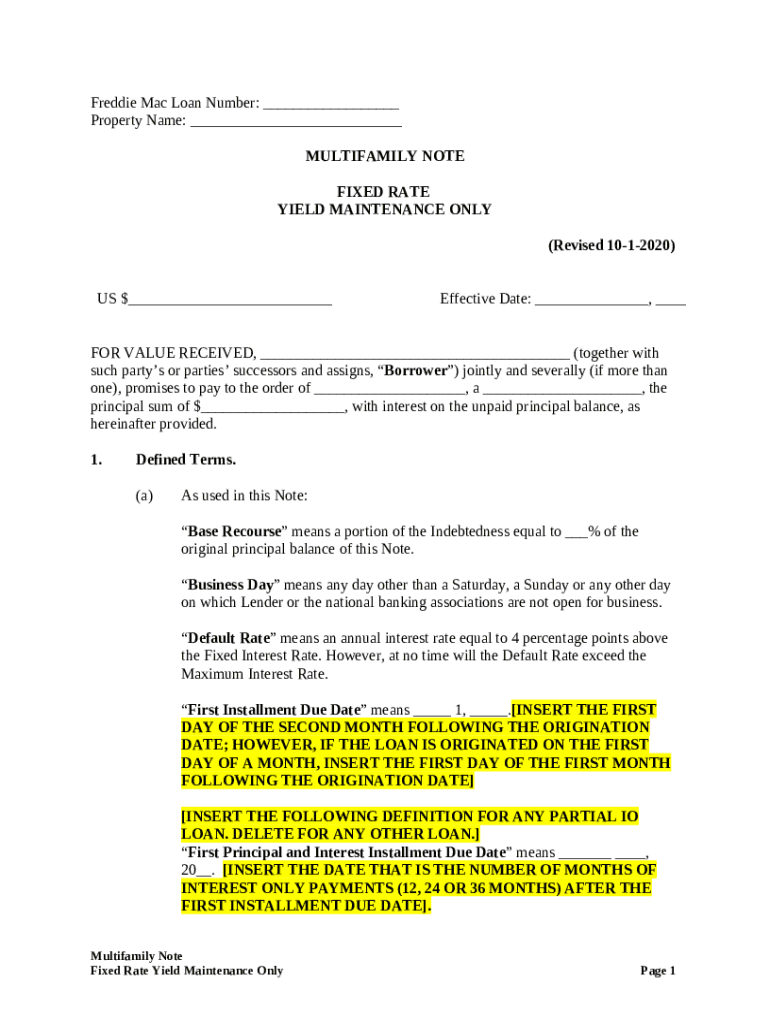 YIELD MAINTENANCE ONLY Doc TemplatePDFfiller Doc Template | pdfFiller