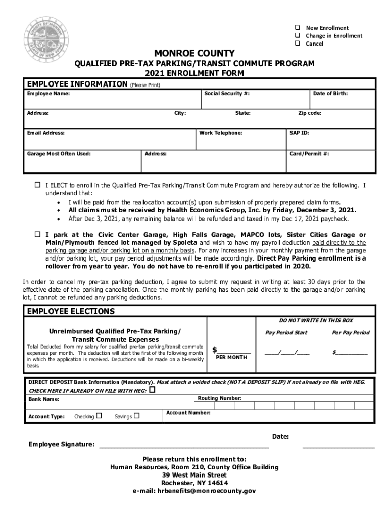 Fillable Online Third Party Pre-Tax Parking Reimbursement Program ...
