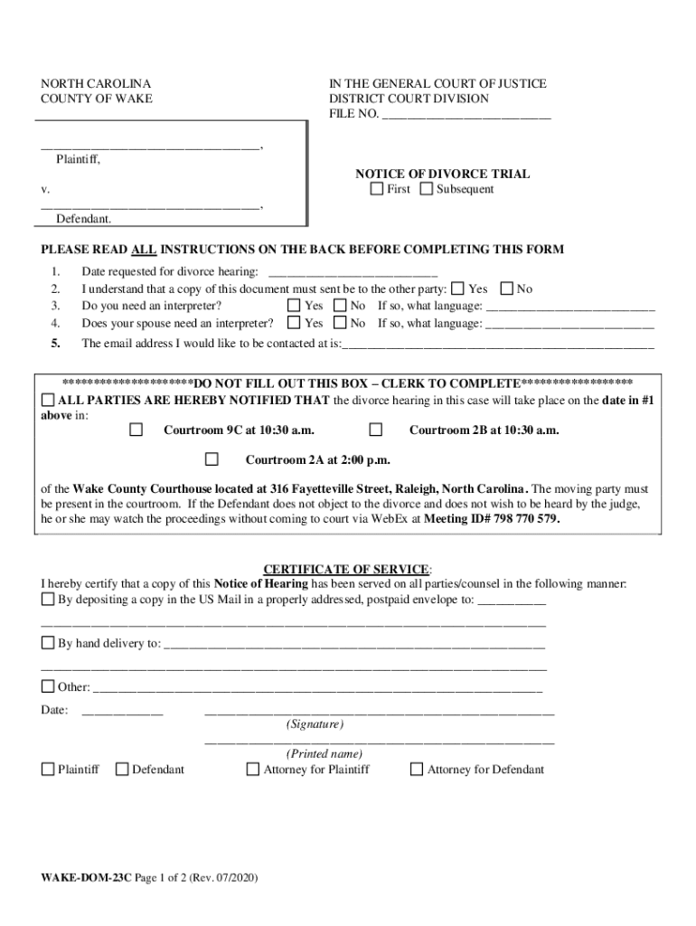 Fillable Online Fillable Online Wake-CIV-01 Affidavit of Due Diligence ...