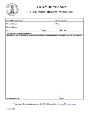 Fillable Online ACCIDENT/INCIDENT WITNESS FORM Fax Email Print - pdfFiller