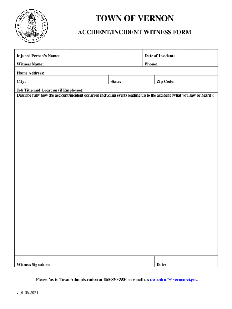 Fillable Online ACCIDENT/INCIDENT WITNESS FORM Fax Email Print - pdfFiller