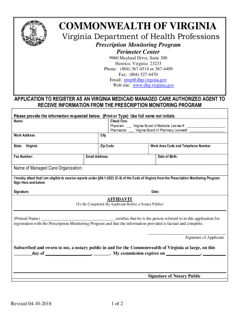 Fillable Online COMMONWEALTH OF VIRGINIA Virginia ... - ris.dls ...