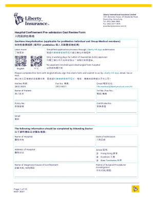 Fillable Online Hospital Confinement Pre-admission Cost Review Form Fax ...
