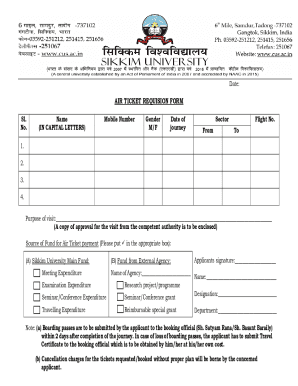 Fillable Online AIR TICKET REQUISION FORM Fax Email Print - pdfFiller