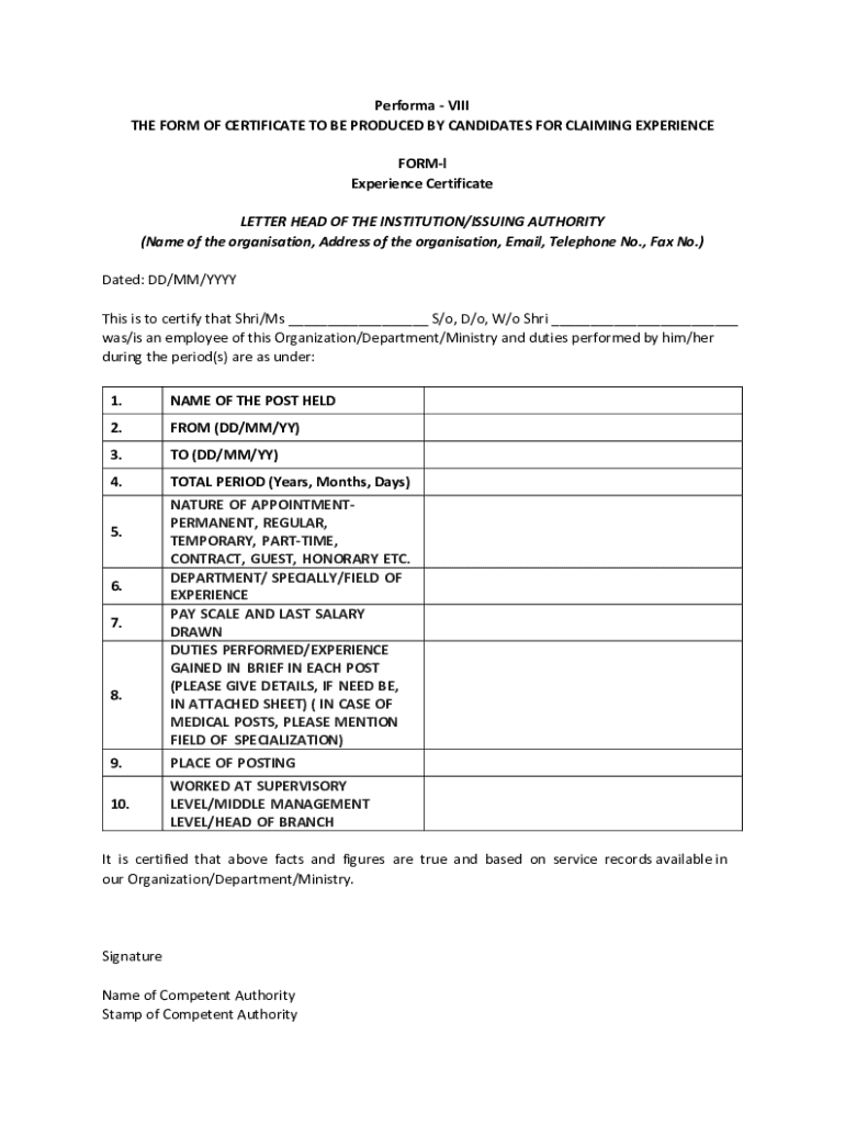 Fillable Online Certificate Performa Final Fax Email Print - pdfFiller