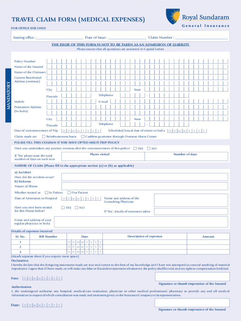 Fillable Online FREE 11+ Sample Travel Expense Claim Forms in MS Word ...