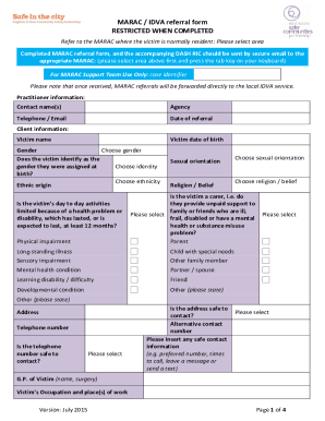 Fillable Online Completed MARAC referral form, and the accompanying ...
