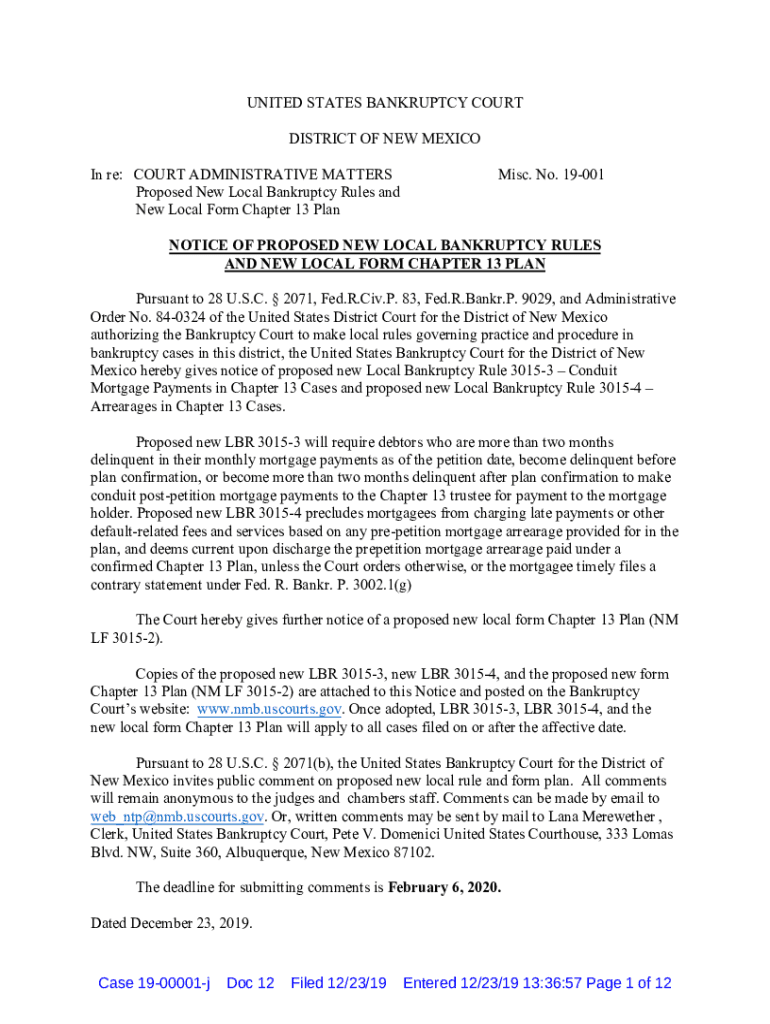Fillable Online nmb uscourts Notice of Proposed New Local Bankruptcy ...