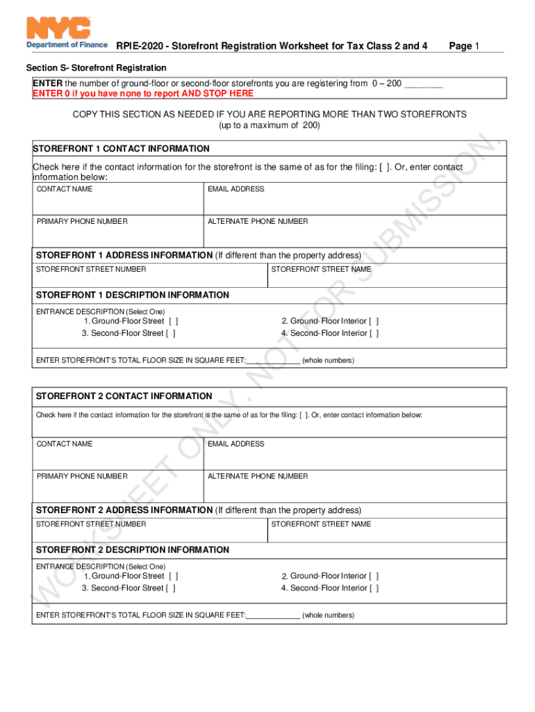 Fillable Online RPIE-2020 - Storefront Registration Worksheet for Tax ...