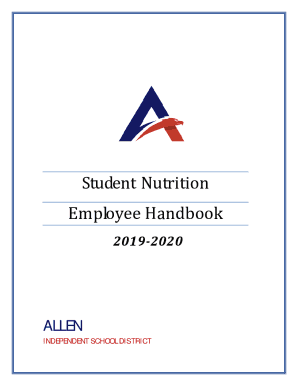 Fillable Online Student Nutrition Employee Handbook - Allen Independent ...