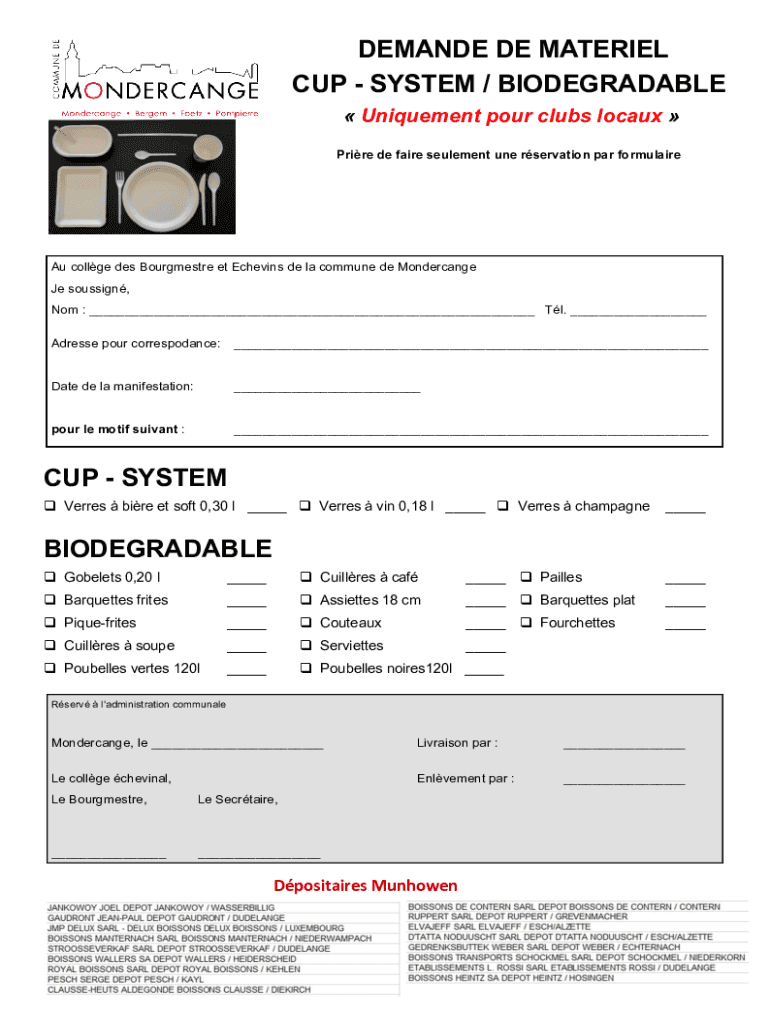 Remplissable En Ligne DEMANDE DE MATERIEL Fax Email Imprimer - pdfFiller