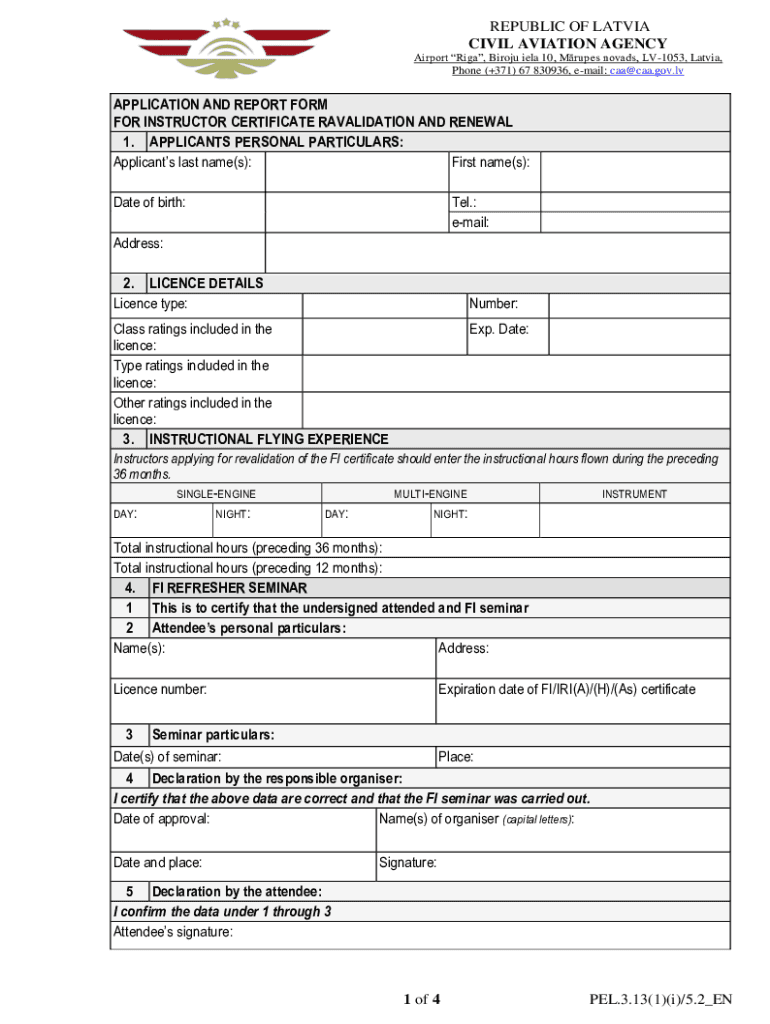 Fillable Online FOR INSTRUCTOR CERTIFICATE RAVALIDATION AND RENEWAL Fax ...