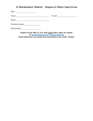 Fillable Online St. Bartholomew Ministry - Need Copies Request Form Fax ...