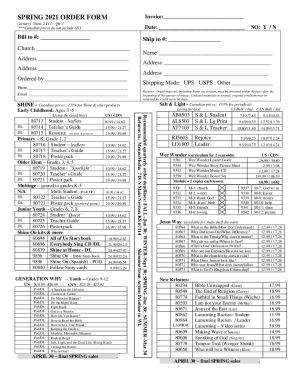 Fillable Online SPRING 2021 ORDER FORM - cloudfront.net Fax Email Print - pdfFiller