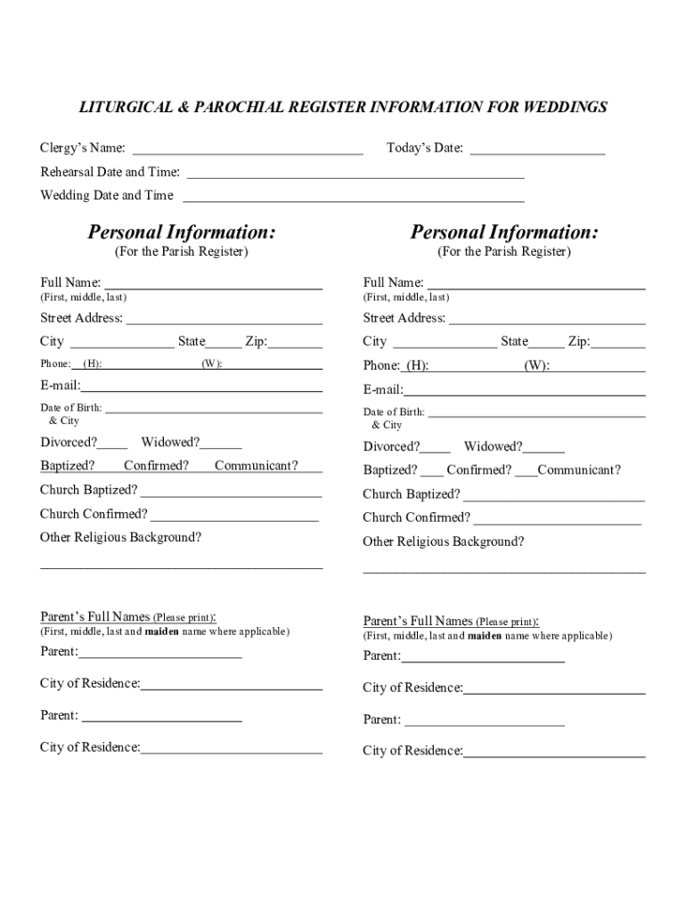 Fillable Online For Edits 2019 WEDDING PLANNING INFO FORM Fax Email ...