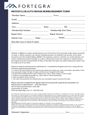 Fillable Online PDF Motor Club Auto Repair Reimbursement Form - HubSpot ...