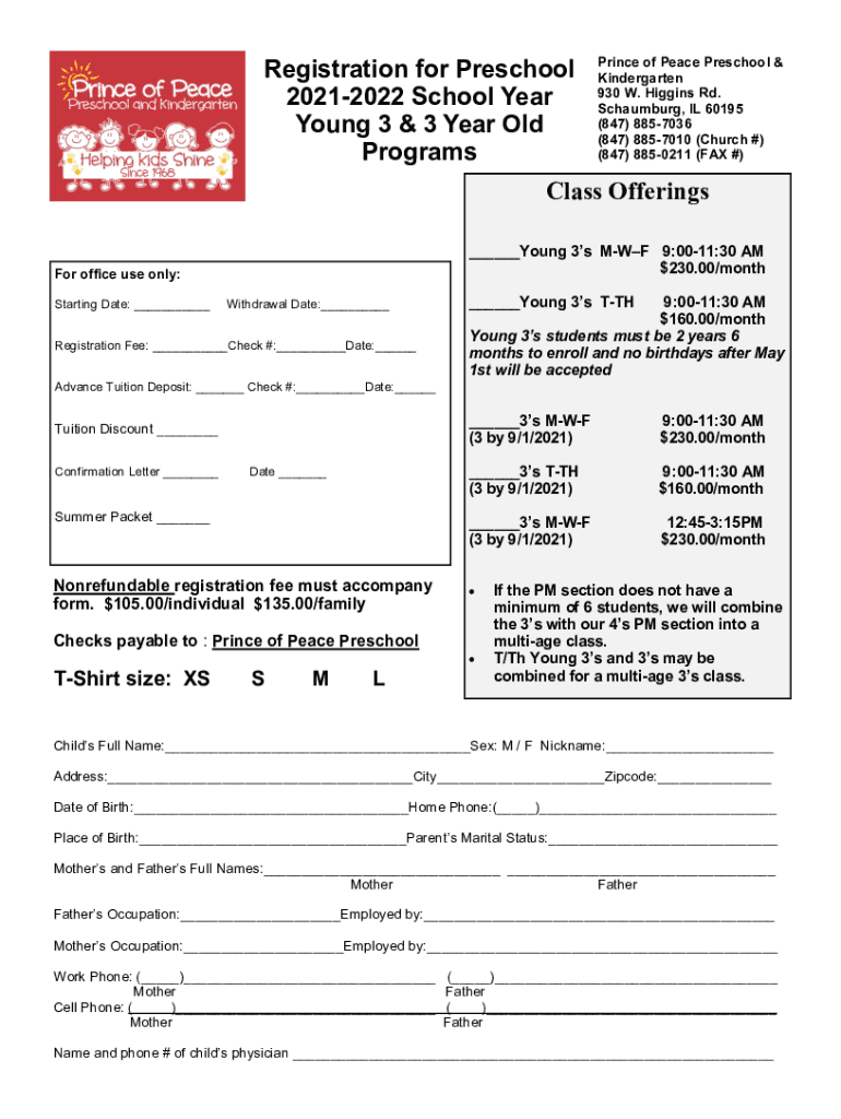 Fillable Online FREE 19+ Preschool Registration Form Examples ...