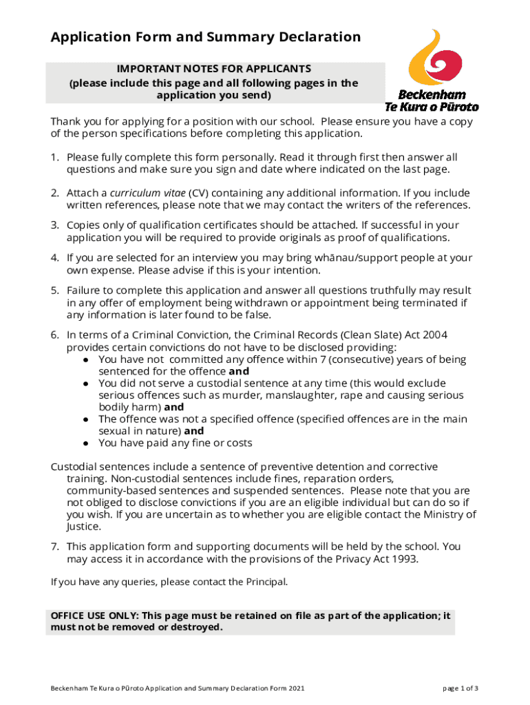 Fillable Online A guide to Completing the Online Summary Application ...