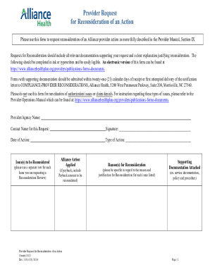 Fillable Online Provider Request for Reconsideration of an Action Fax ...