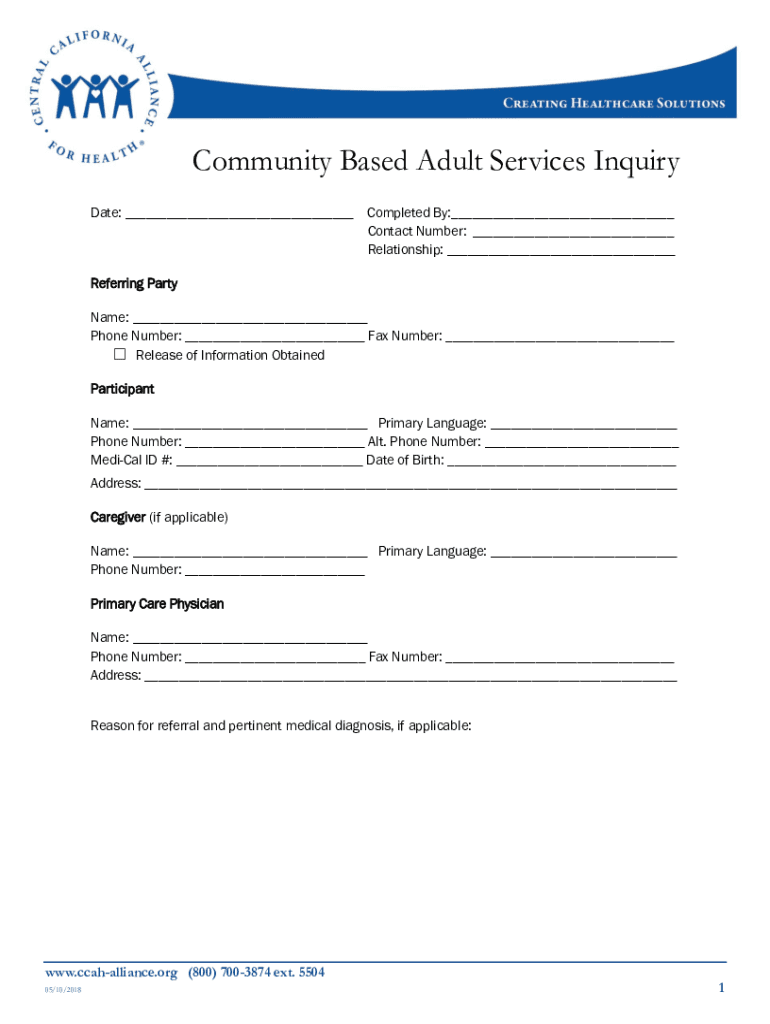 Fillable Online Transportation Services Request Form - Central Ca ...