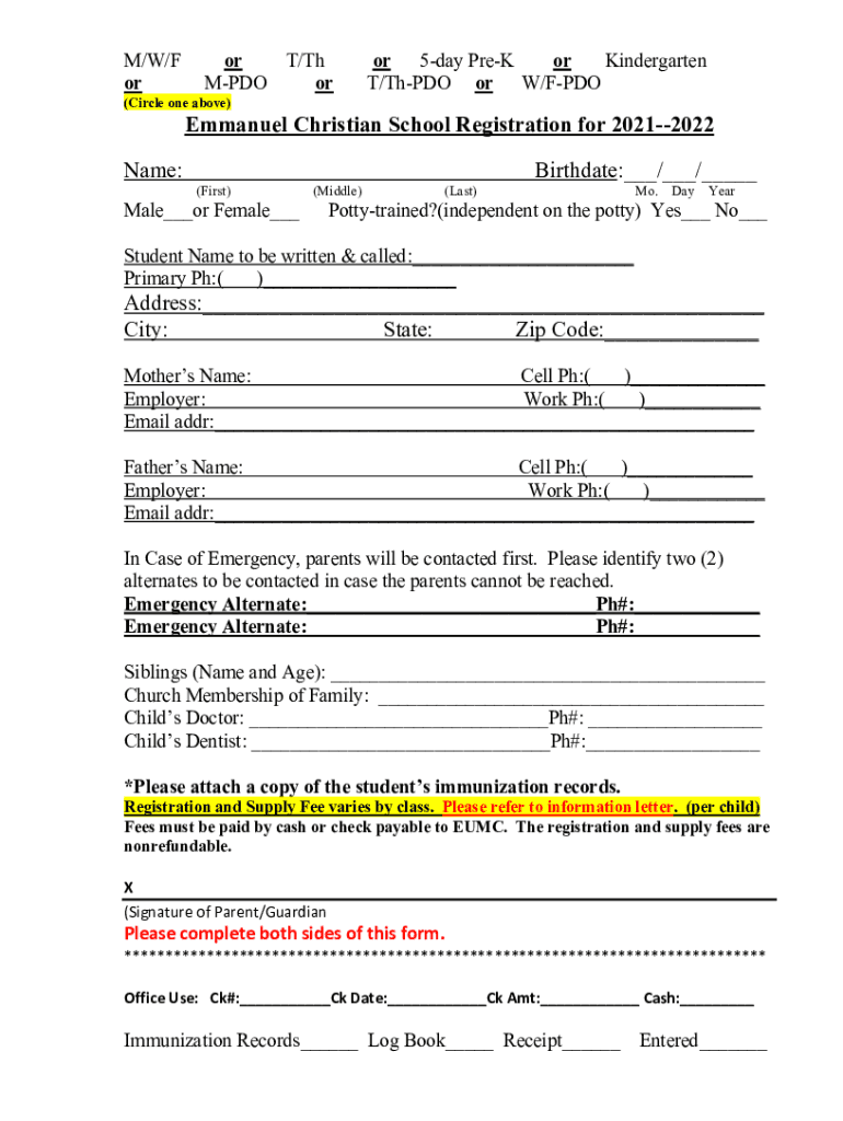 Fillable Online Registration form 2021-2022.doc Fax Email Print - pdfFiller