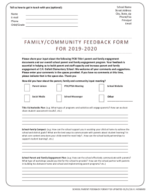 Fillable Online school fultonschools FAMILY/COMMUNITY FEEDBACK FORM FOR ...