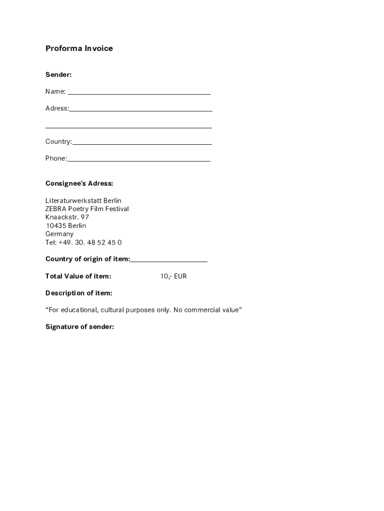 Fillable Online 10 Printable proforma invoice pdf Templates - Fillable ...