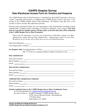 Fillable Online CAHPS Hospice Survey Data Warehouse Access Form for ...