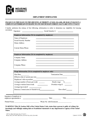 Fillable Online 22 Printable Employment Verification Form Templates ...