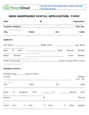 NEW HAMPSHIRE RENTAL APPLICATION Doc Template | pdfFiller