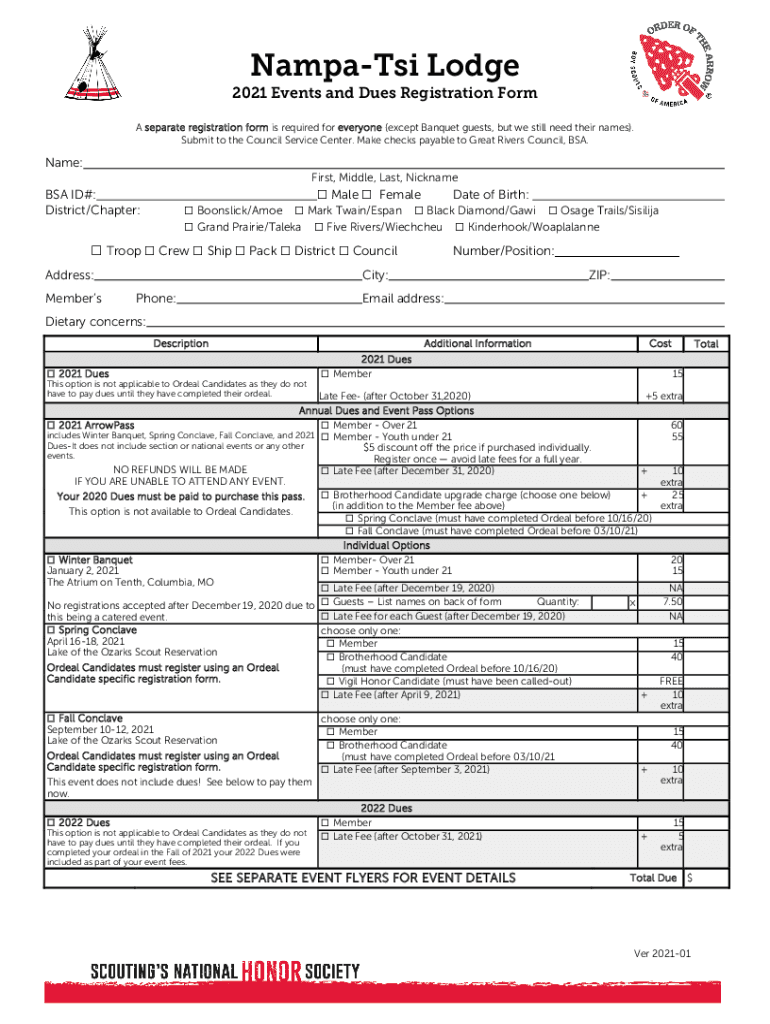 Fillable Online Forms and RegistrationNampa-Tsi Lodge Fax Email Print ...
