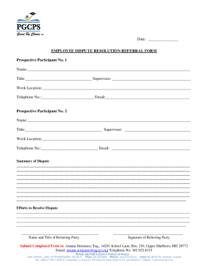 Fillable Online EMPLOYEE DISPUTE RESOLUTION REFERRAL FORM Fax Email ...