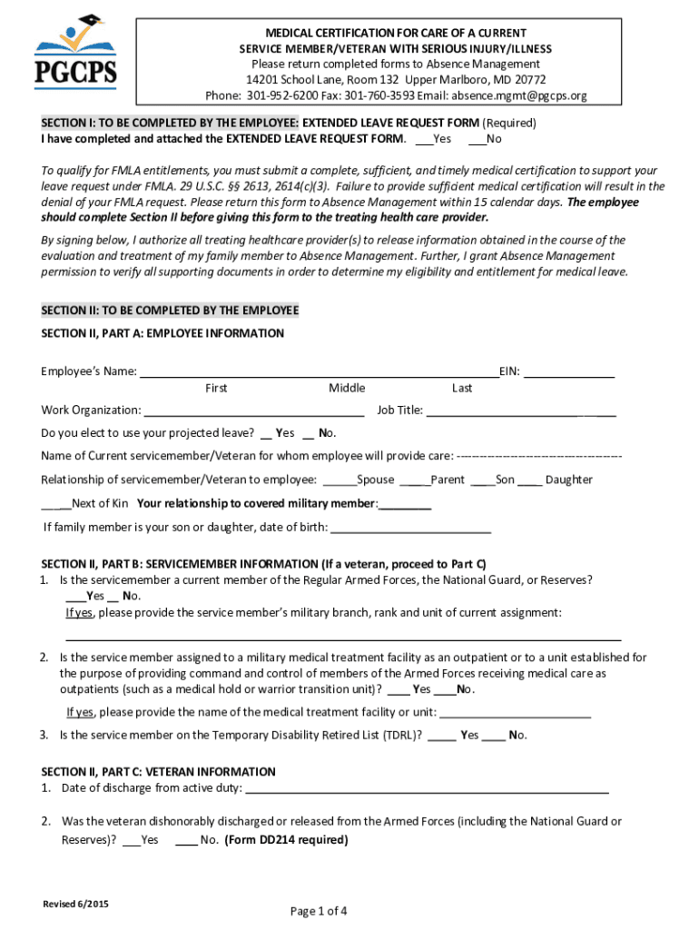 Fillable Online EXTENDED LEAVE REQUEST CHECKLIST - PGCPS Home Fax Email ...
