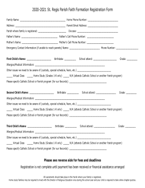 Fillable Online Family Registration Form - Good Shepherd Catholic ...