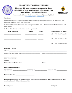 Fillable Online Transportation Request Form Template123 Form ...
